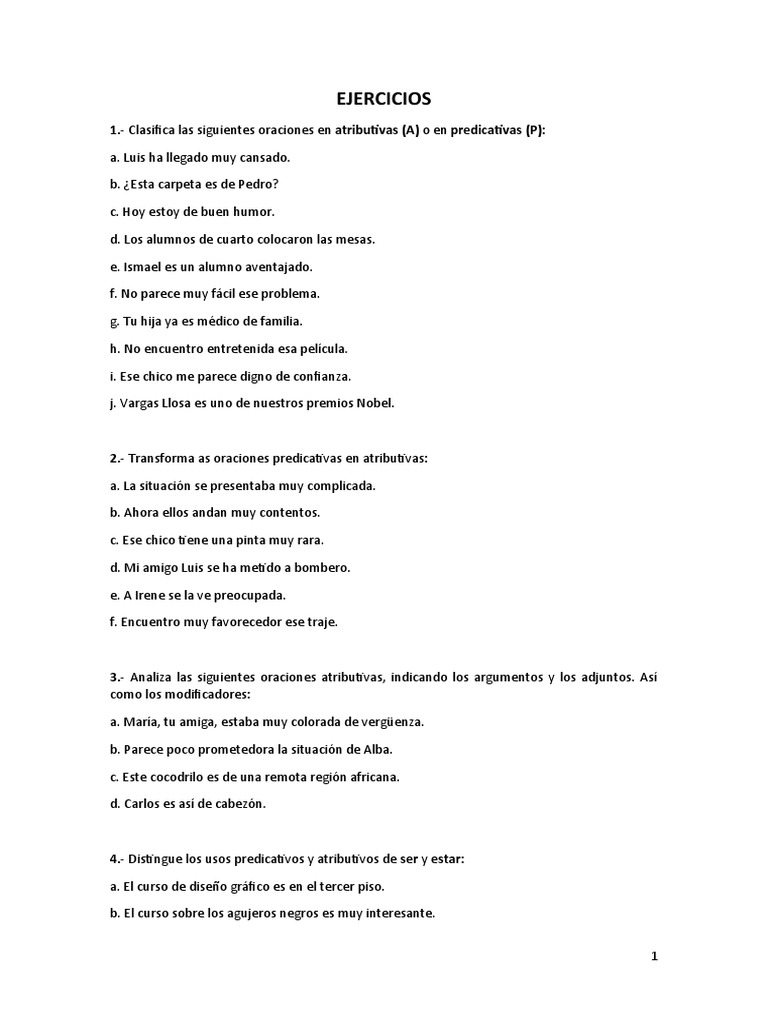 Ejercicios - Sintaxis - 1 | PDF