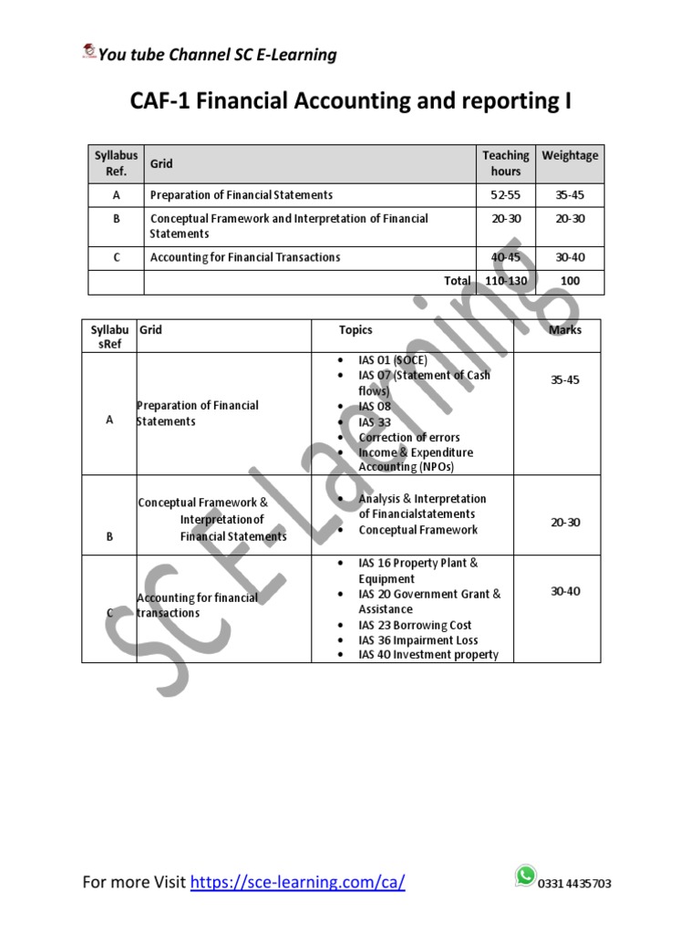 CAF 1 Grid | PDF | International Financial Reporting Standards ...