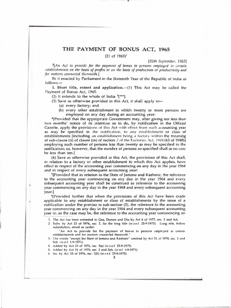 Payment of Bonus Act 1965 | PDF | Employment | Income Tax
