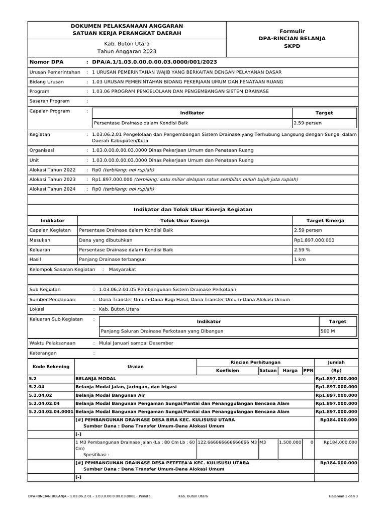 Kab. Buton Utara Tahun Anggaran 2023 | PDF
