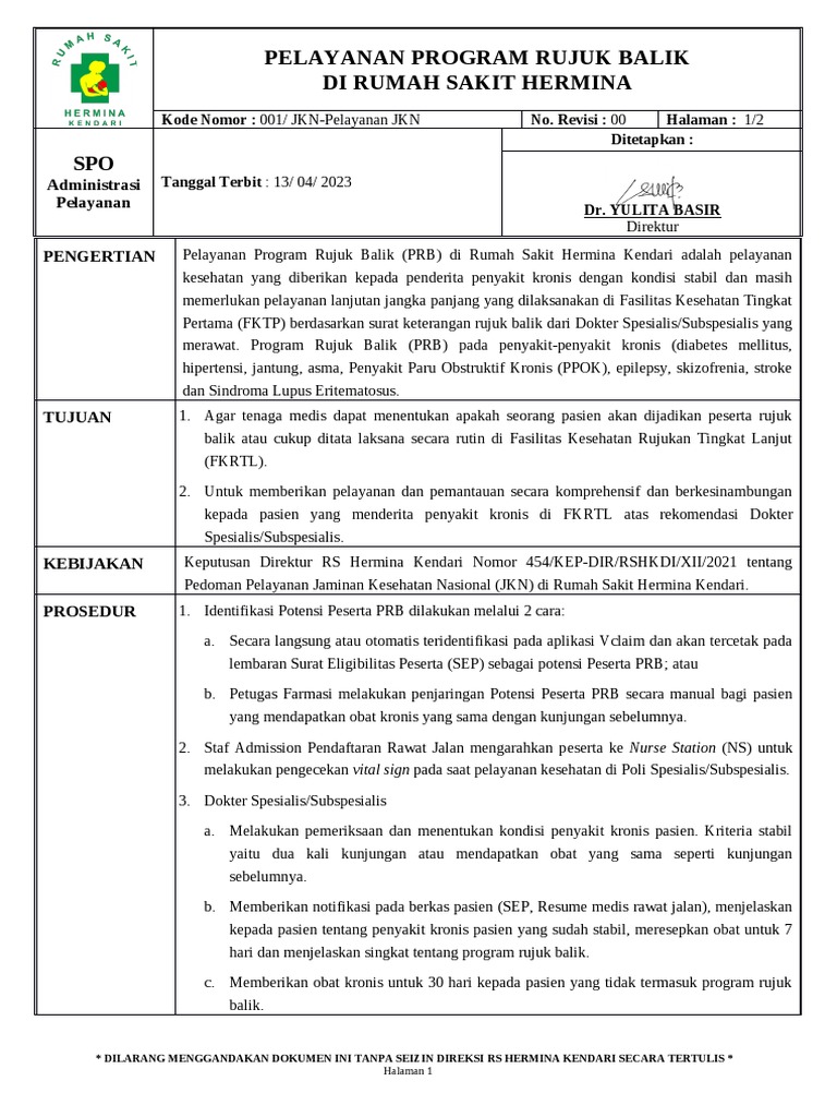 Pelayanan Program Rujuk Balik | PDF