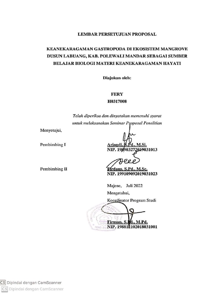 Lembar Persetujuan Seminar Proposal | PDF