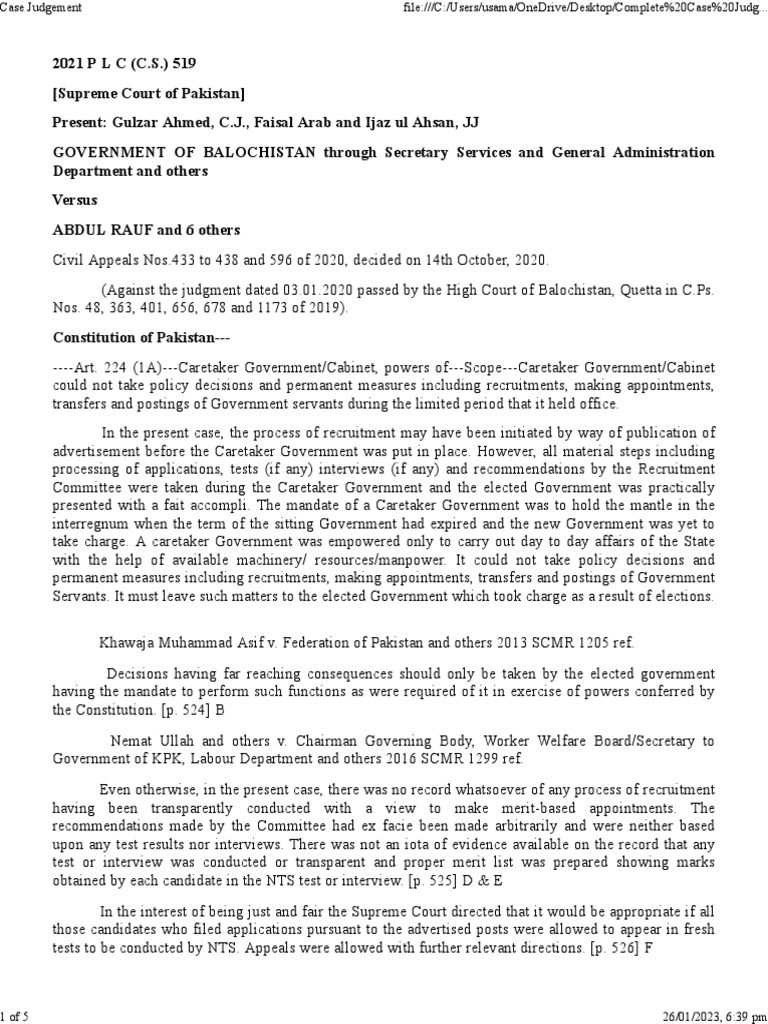 2021 Plc Cs 519 Pdf Judgment Law Advocate