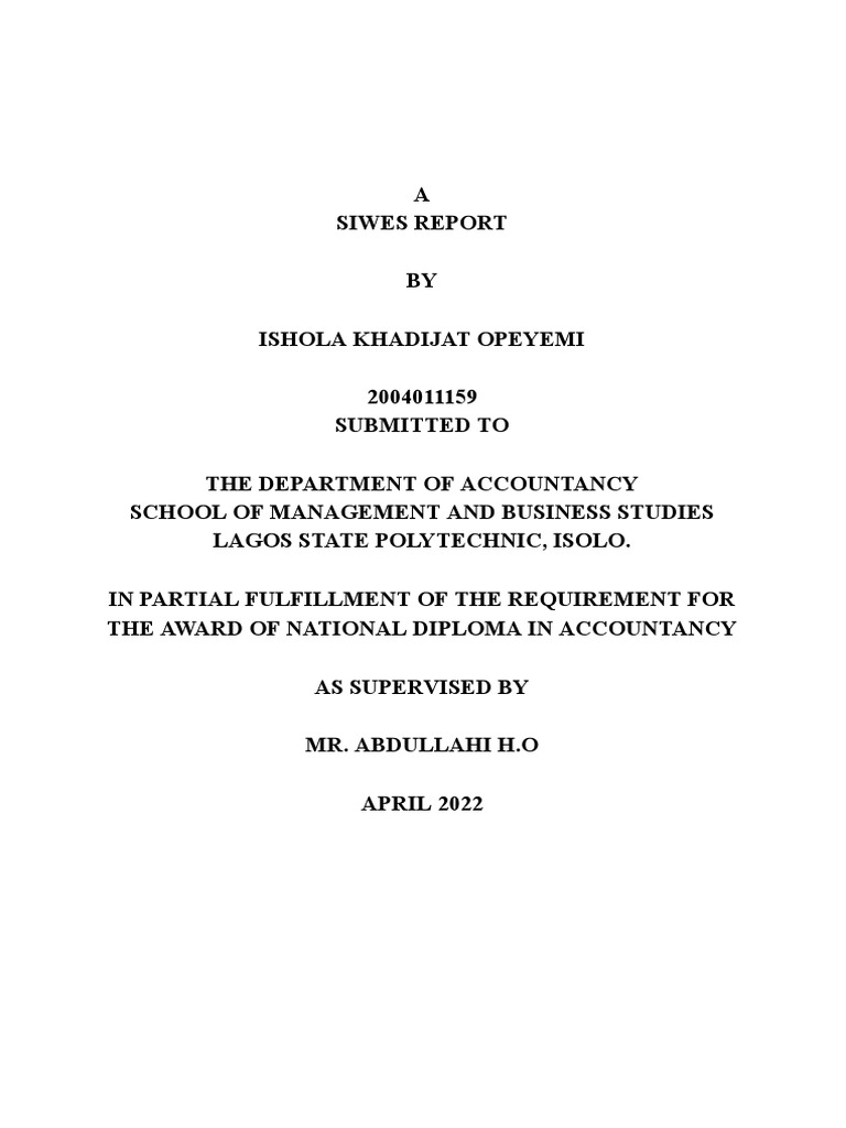 Siwes Report | PDF | Business