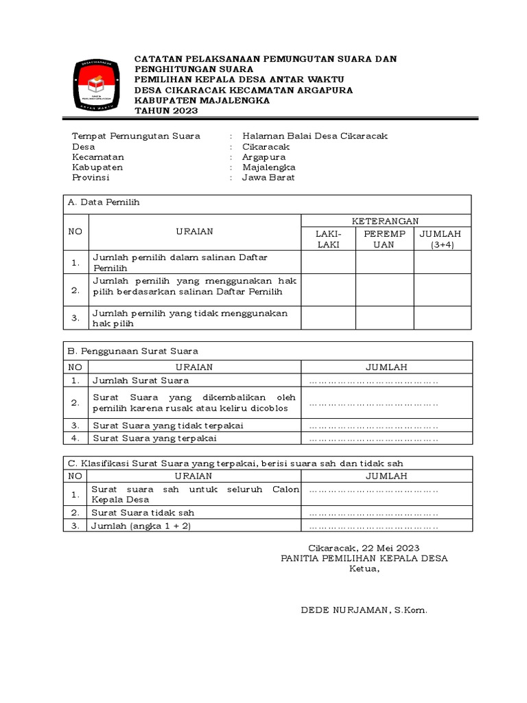 Pemilihan Kades Cikaracak 2023 | PDF