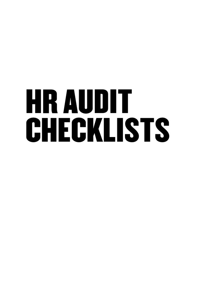 Hr Audit Checklist Pdf Compensation And Benefits Employment