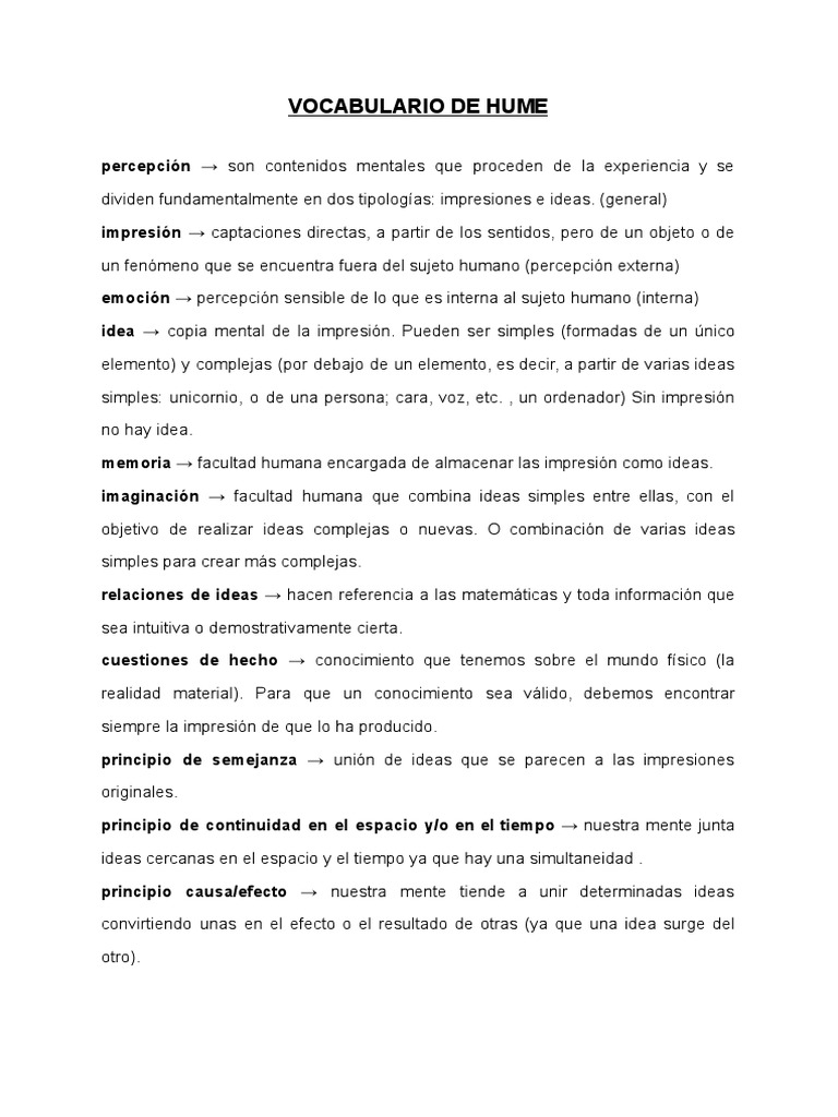 Vocabulario de Hume | PDF