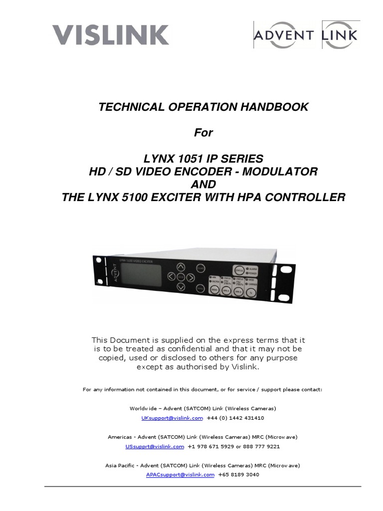 Advent Lynx 5100 Modulator Pdf Internet Protocols Data Compression