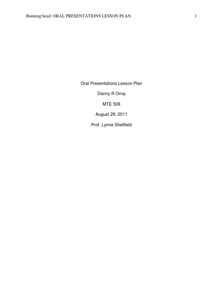 Grade 9 Oral Presentation Lesson Plan | PDF | Lesson Plan | Public Speaking