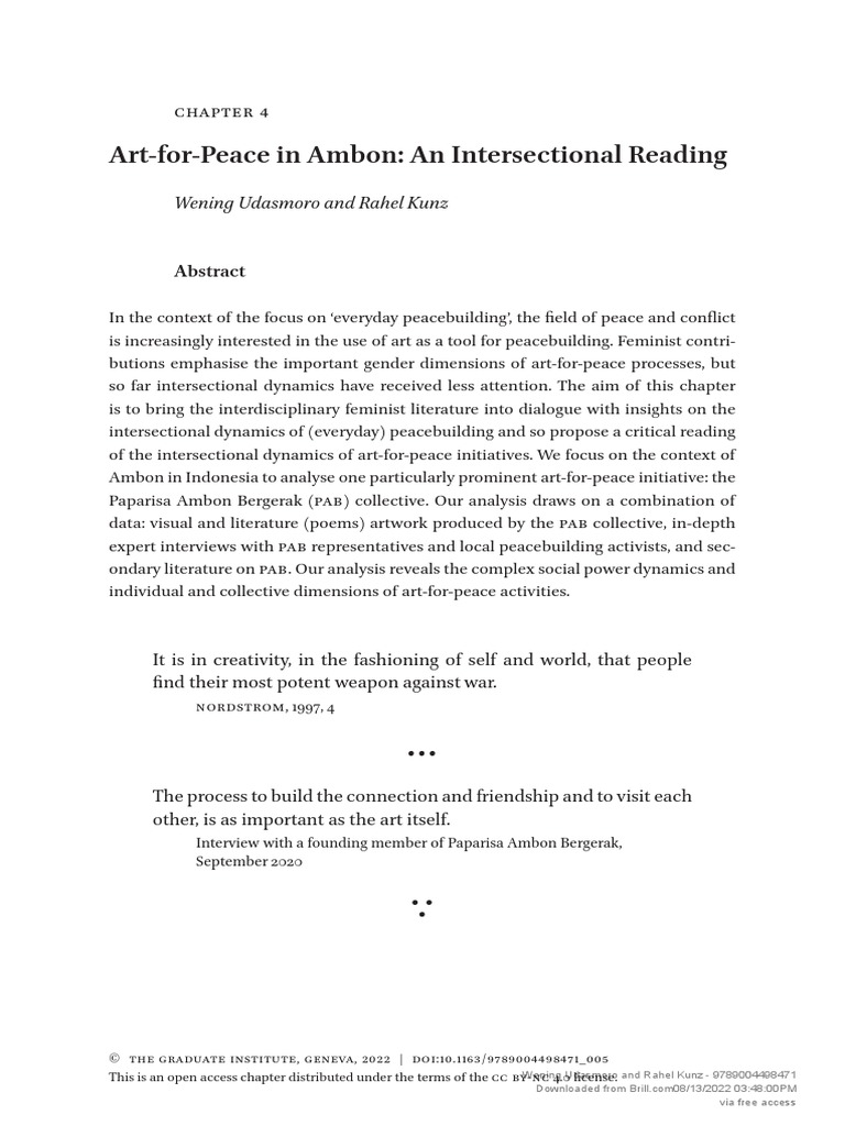 (9789004498464 - Gender in Peacebuilding) Chapter 4 Art-for-Peace in Ambon An Intersectional ...