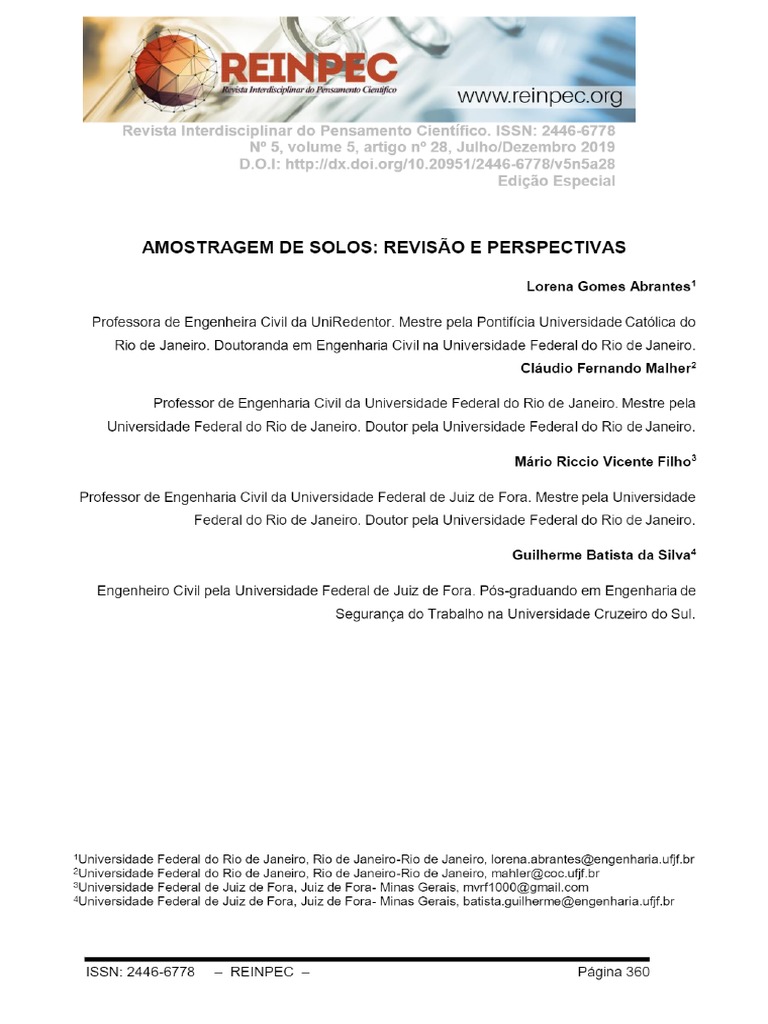 View of AMOSTRAGEM DE SOLOS - REVISÃO E PERSPECTIVAS | PDF