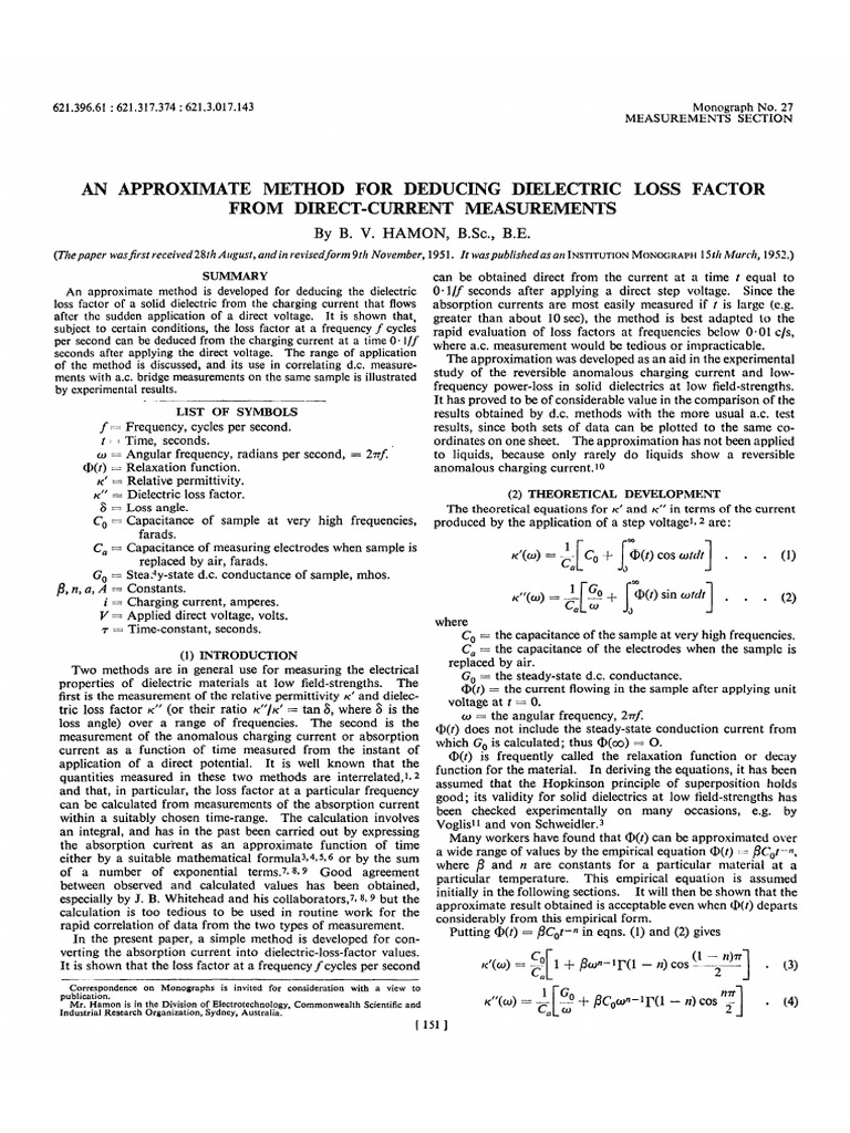 An Approximate Method For Deducing Dielectric Loss | PDF