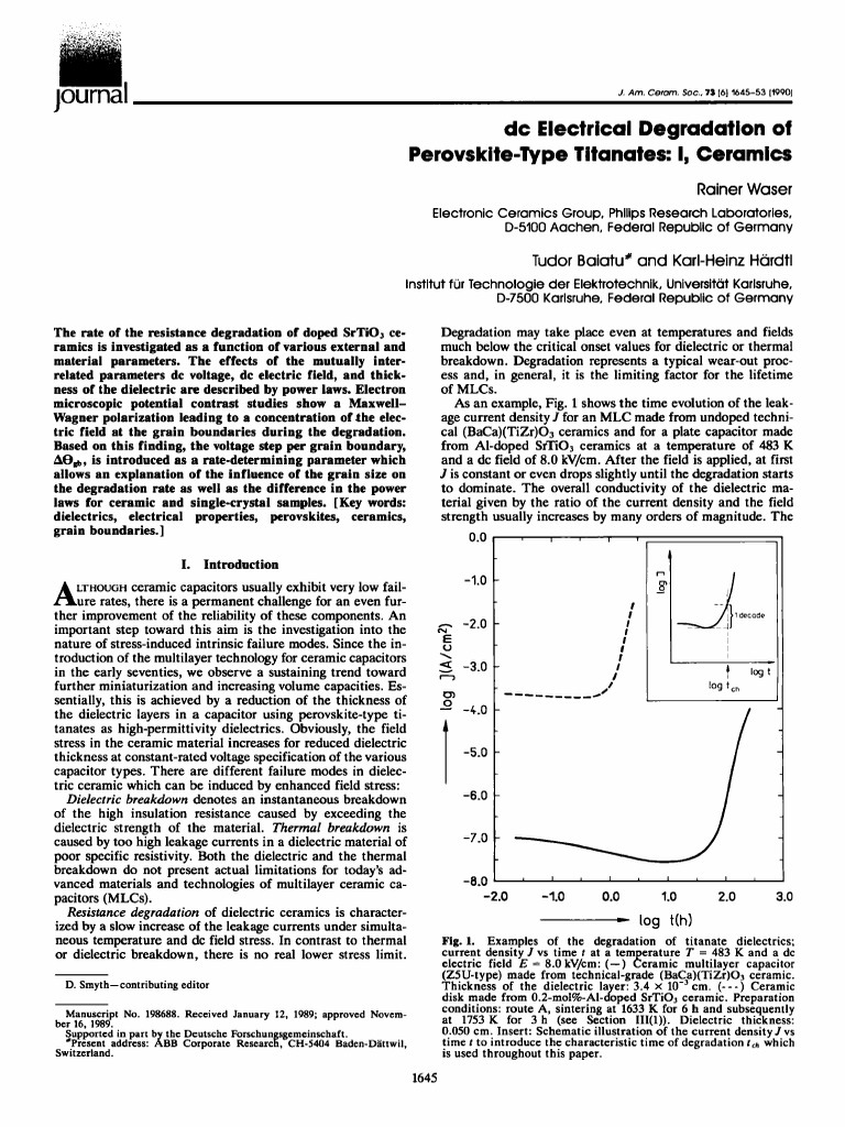 1990 - dc Electrical Degradation of Perovskite-Type Titanates | PDF ...