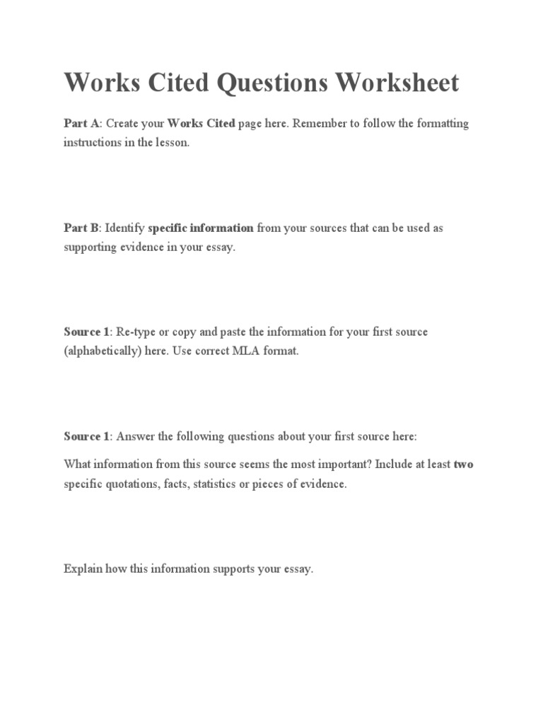 02 08 05 Works Cited Worksheet | PDF
