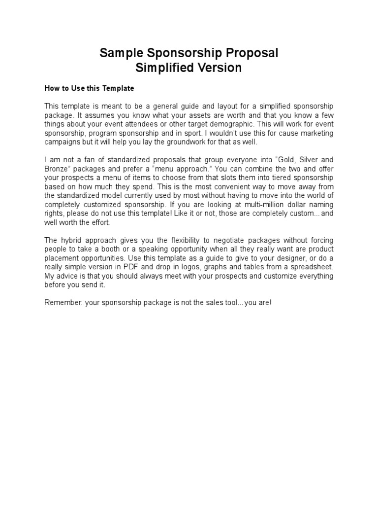 Sponsorship Proposal Template | PDF | Career & Growth