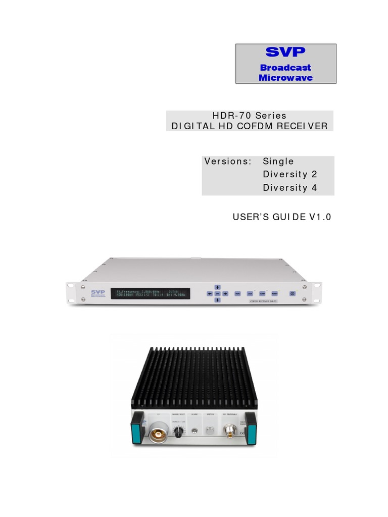 SVP Hdr-70 Series Digital HD Cofdm Receiver | PDF | Power Supply | Menu ...