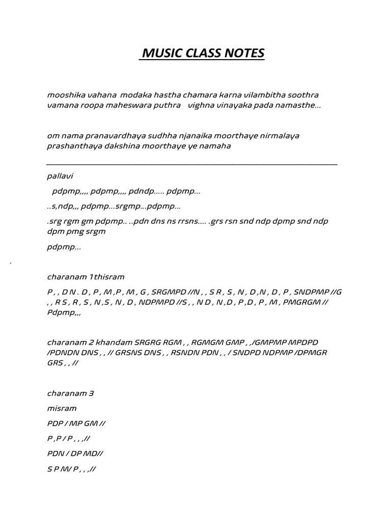 Music Class Notes | PDF | Hindu Gods | Hindu Mythology