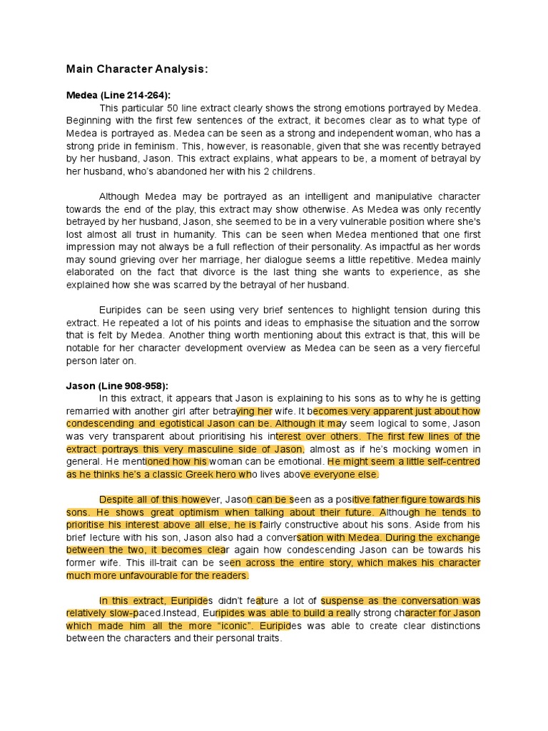 Medea: Character Analysis and Traits | PDF | Jason | Euripides