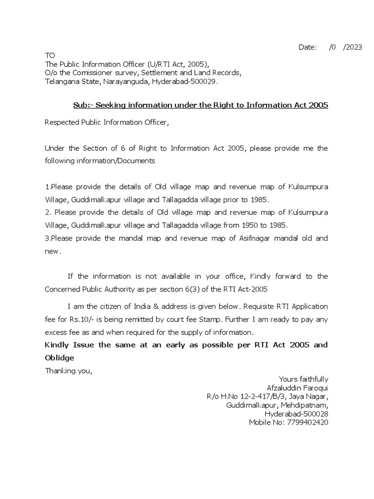 RTI Narayanguda Village Map | PDF