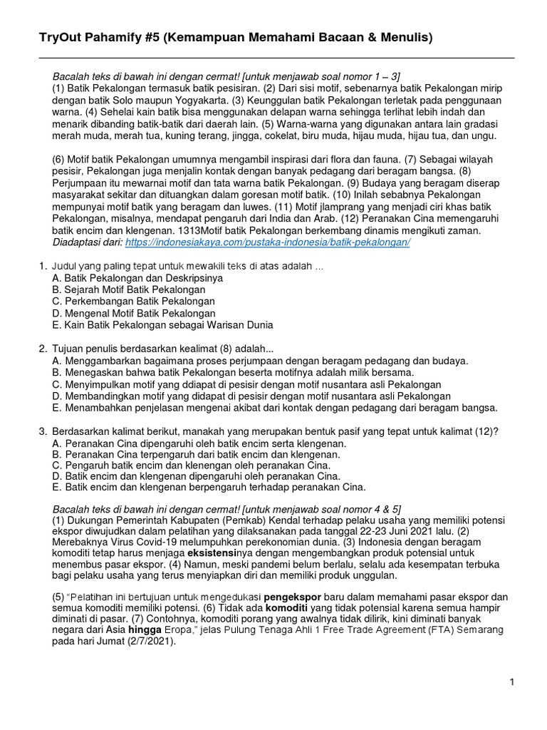 #5 Kemampuan Memahami Bacaan & Menulis | PDF
