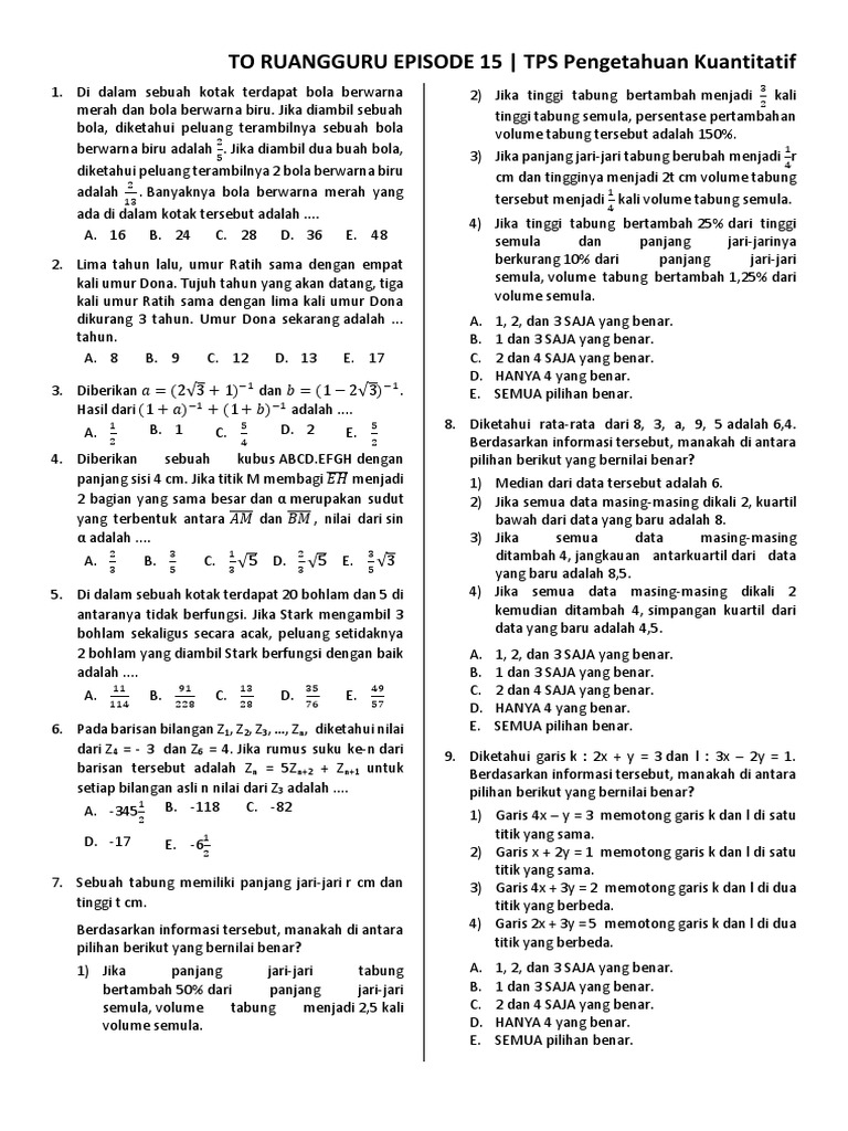 RG15 TPS Pengetahuan Kuantitatif | PDF