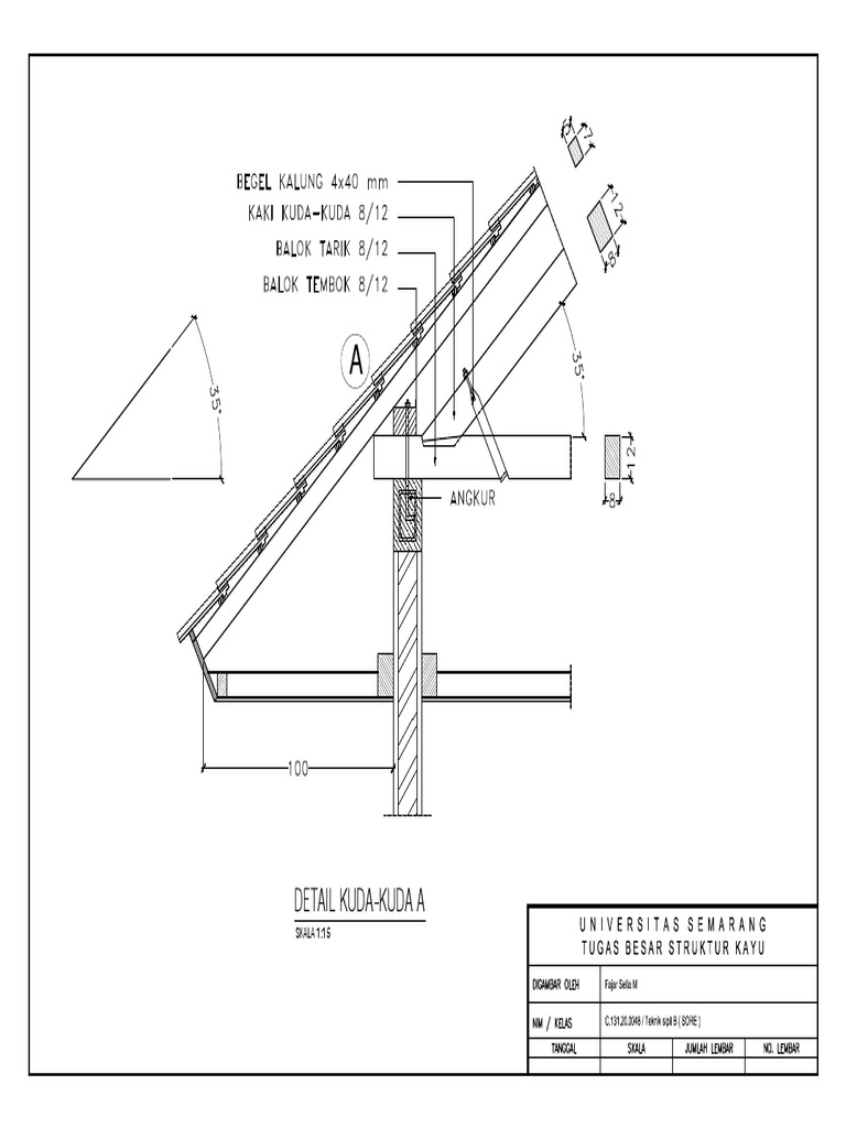 Gambar Struktur Kayu C.131.20.0025 ANDIK SUSILO-Detail A | PDF