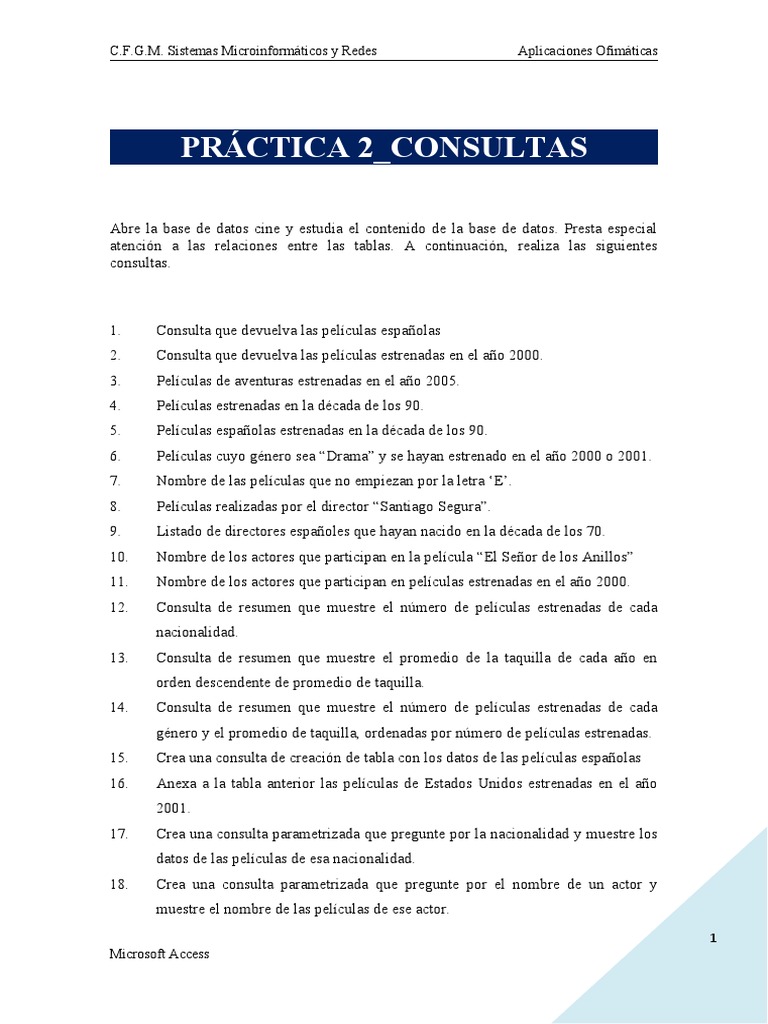 Práctica 2 - Consultas | PDF