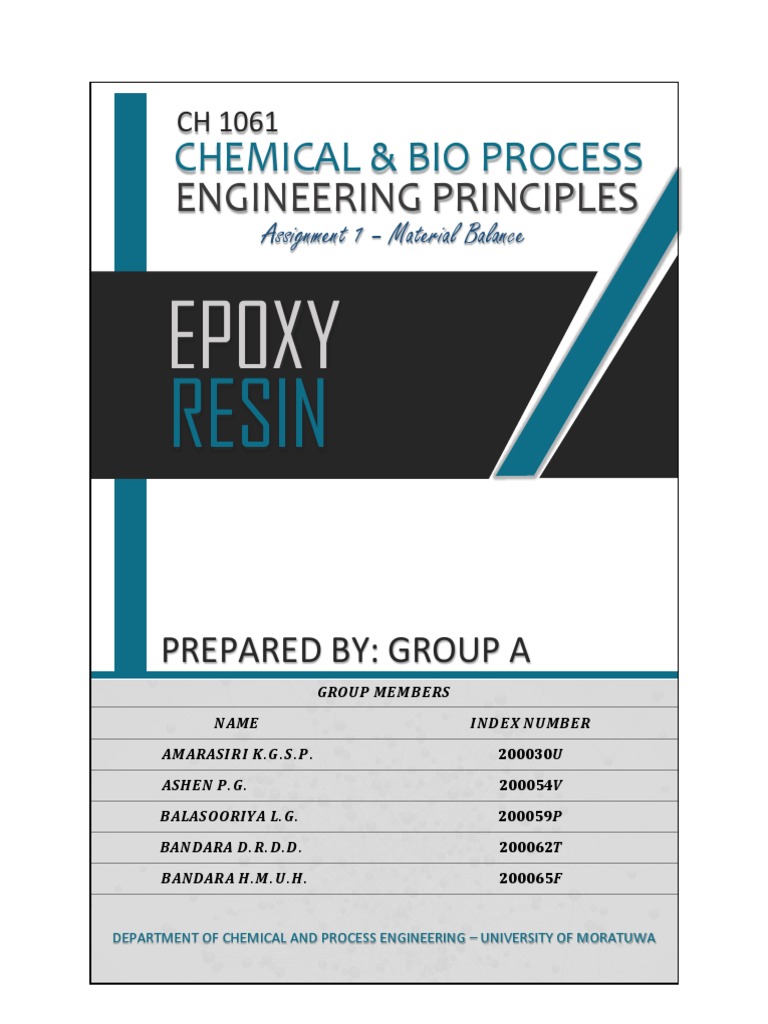 Group A - Assignment 02 - Material Balance (Epoxy Resin Production ...