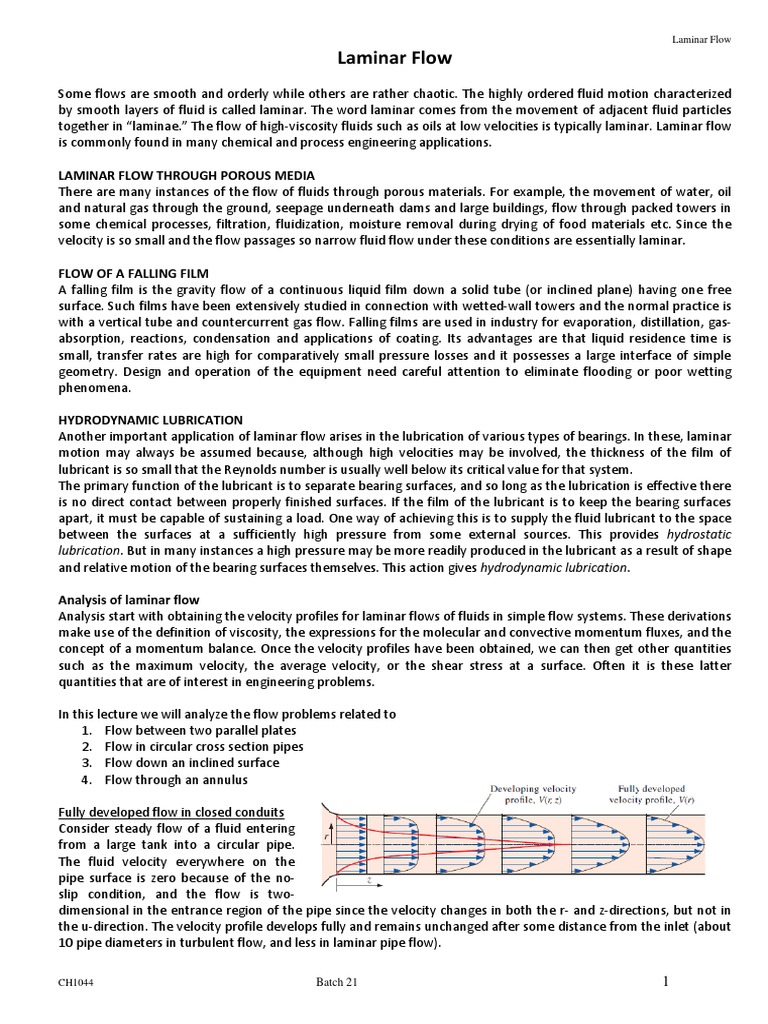 Laminar Flow | Download Free PDF | Fluid Dynamics | Laminar Flow