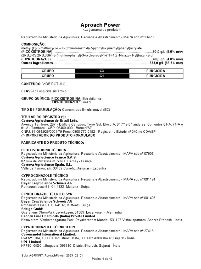 Bula Aproach Power Corteva LA BR | PDF | Nuvem | Ferimento