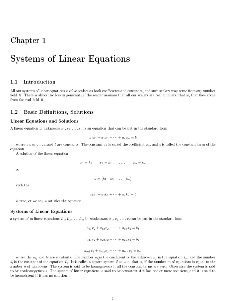 Linear Equations for Math Students | PDF | System Of Linear Equations | Matrix (Mathematics)
