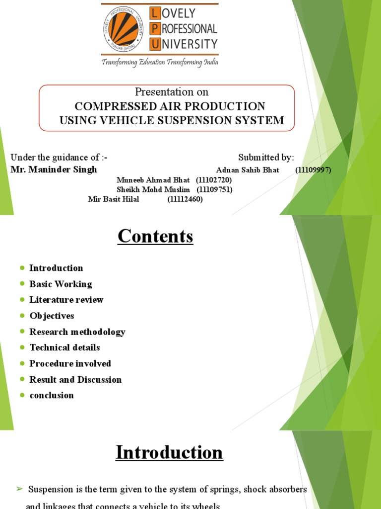 Presentation On Compressed Air Production Using Vehicle Suspension ...