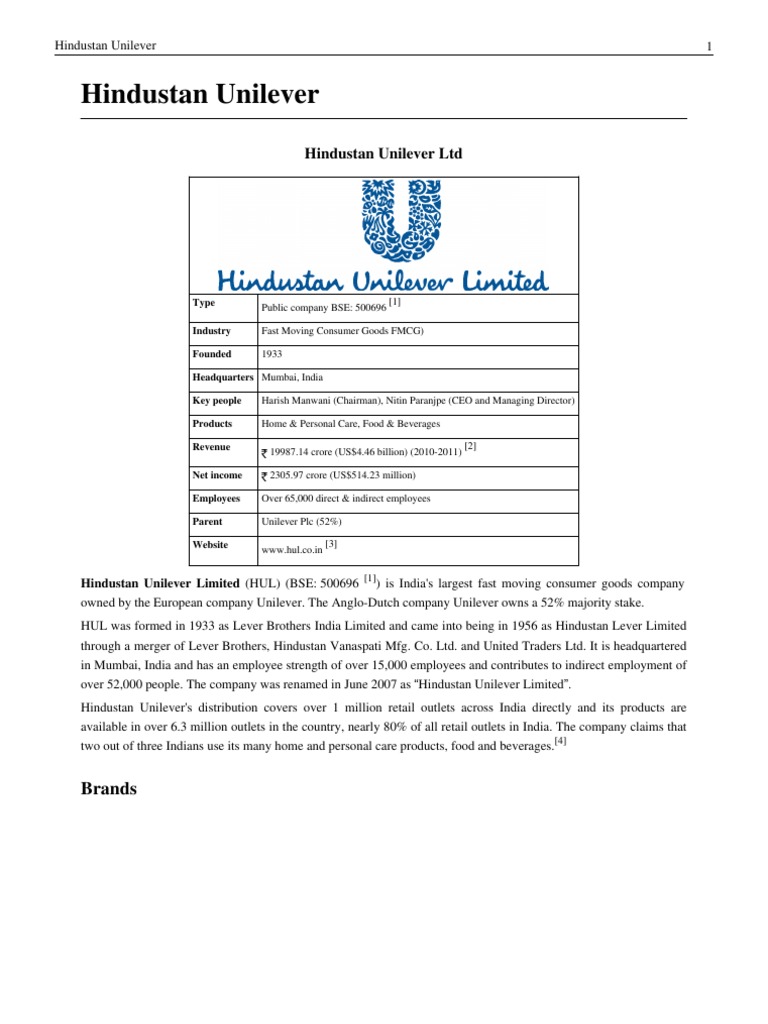 Hul History | PDF | Unilever | Foods