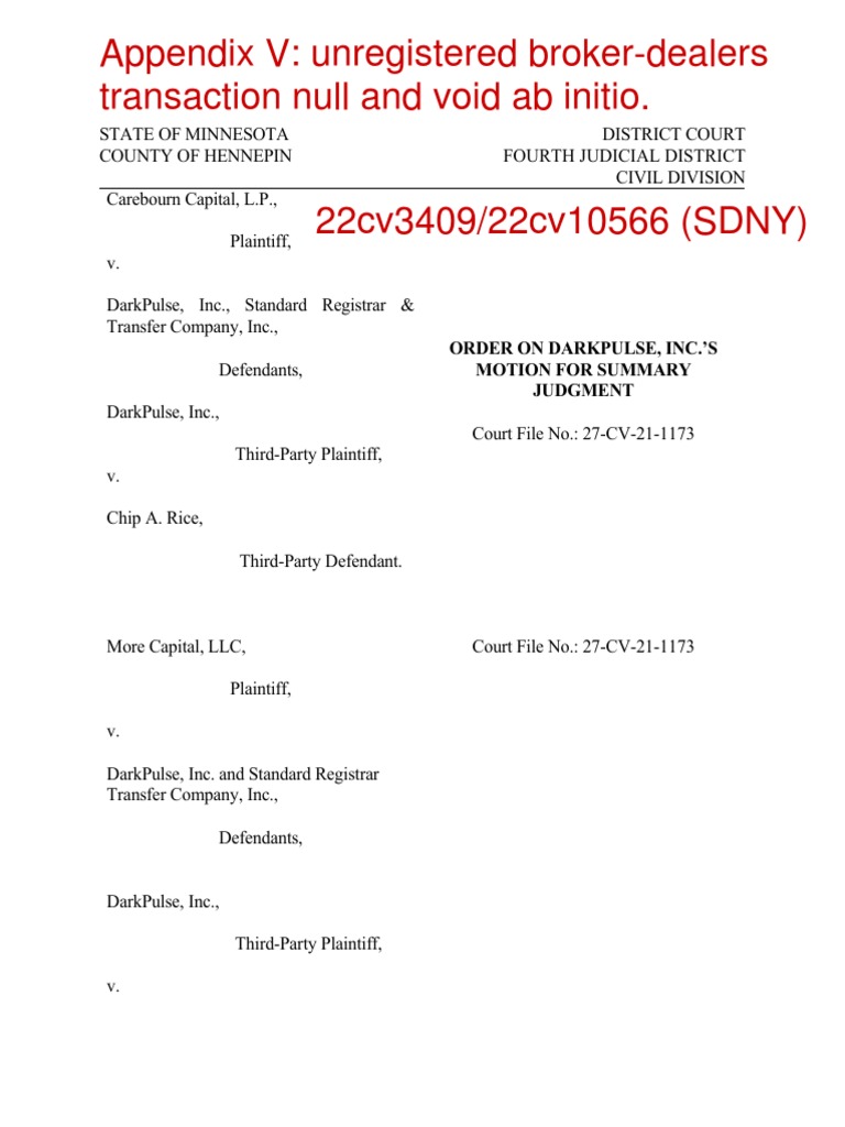 CF (03) Re Appx. V Re Adar Bay Re Unregistered Broker-Dealer ...