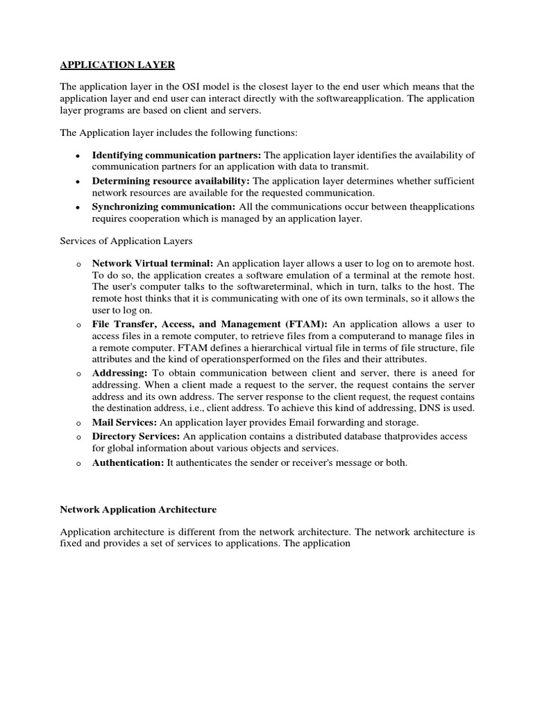 Unit 7 Note Application Layer | Download Free PDF | File Transfer Protocol | Hypertext Transfer ...
