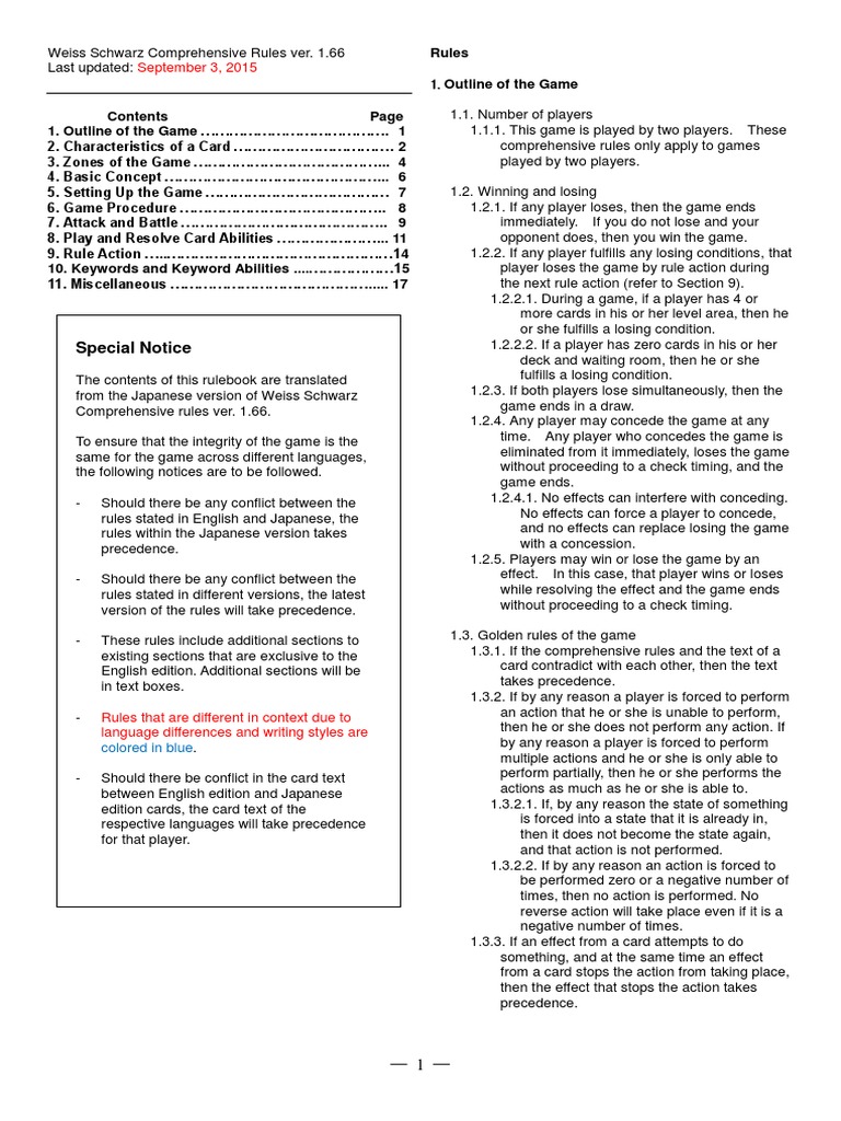 WS Comprehensive Rules v166 | PDF | Playing Cards | Memory