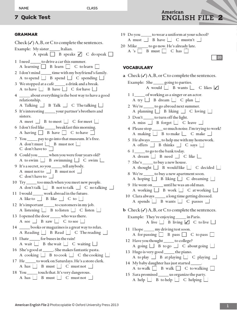 AEF2 File7 QuickTest | PDF