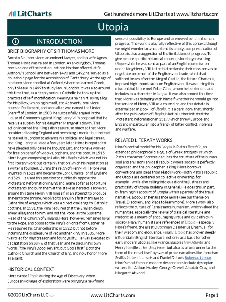 Utopia LitChart | PDF