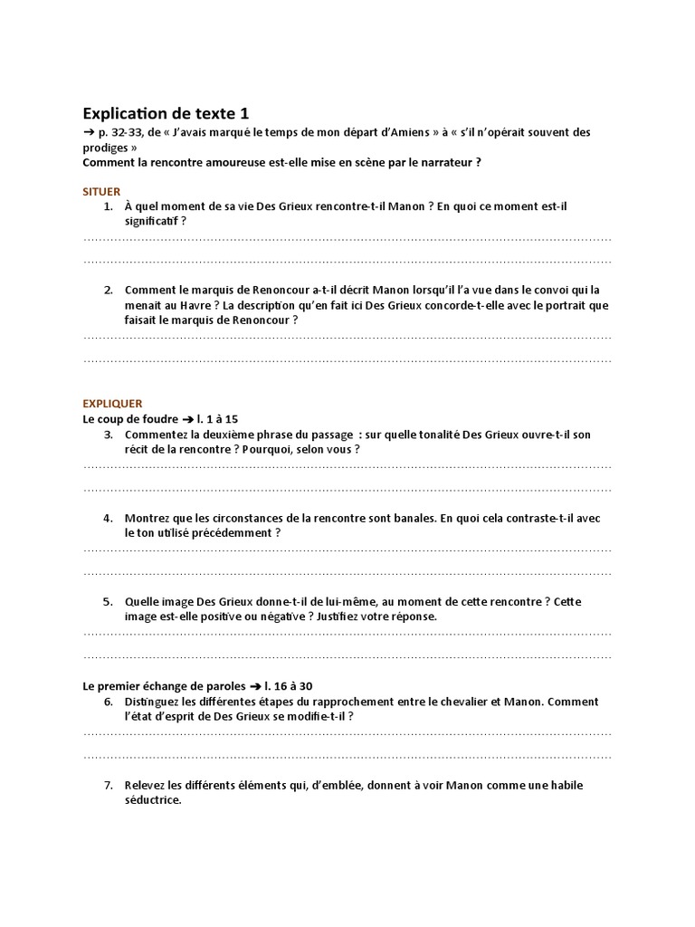Manon Question Lect Lin 1 | PDF