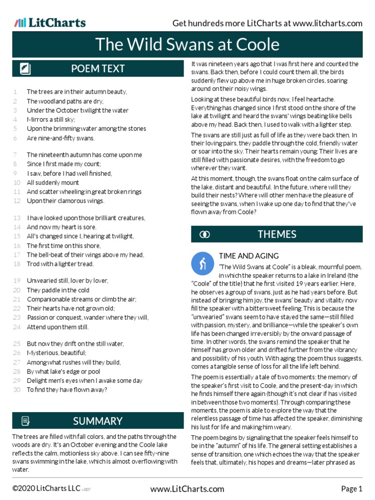 The Wild Swans at Coole LitChart | PDF | Poetics