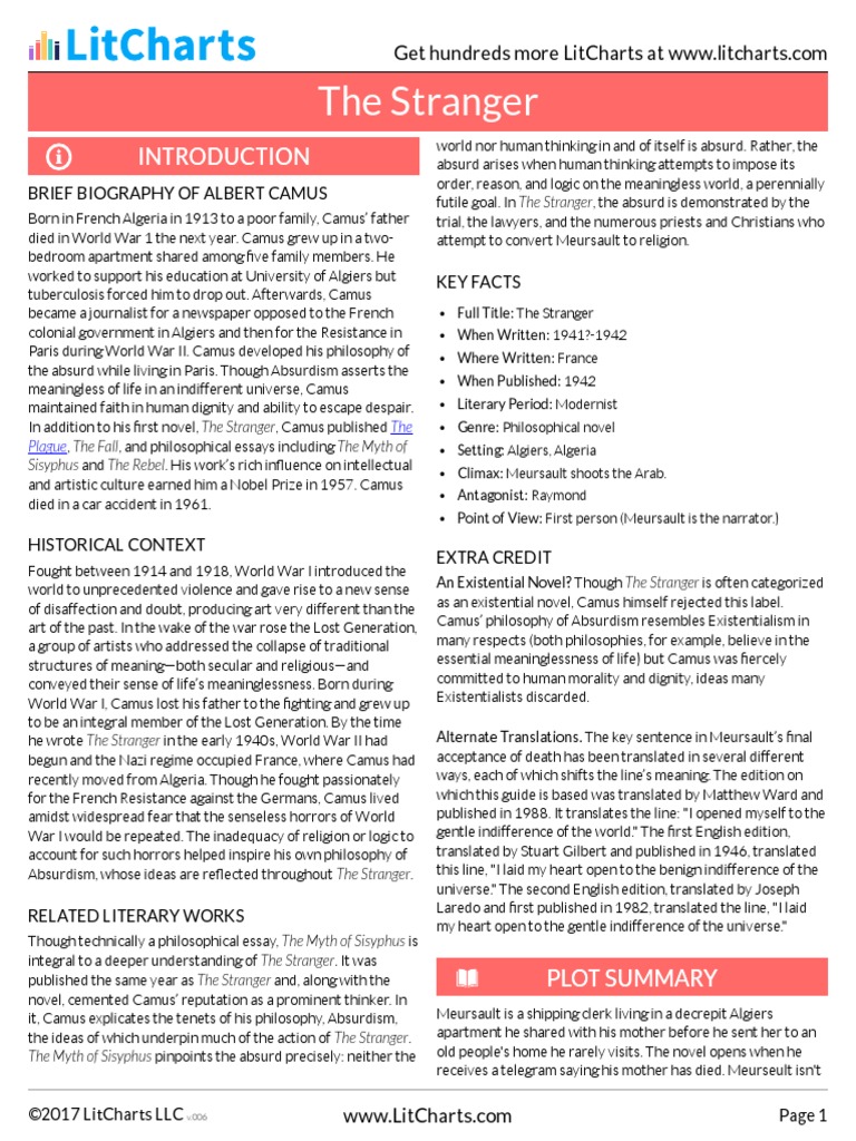 The Stranger Litchart | PDF | Albert Camus | Existentialism