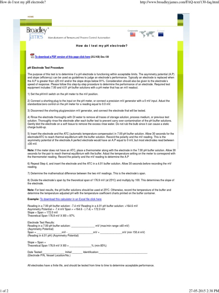 How Do I Test My PH Electrode | PDF | Ph | Buffer Solution