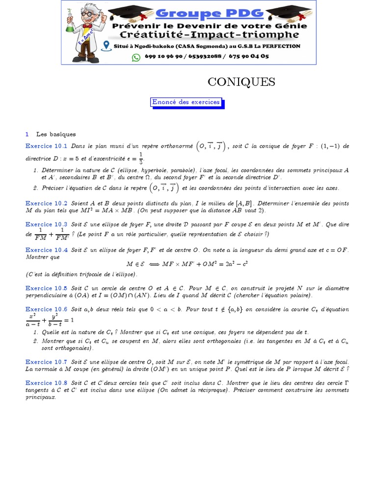 Conique | PDF | Ellipse | Cercle