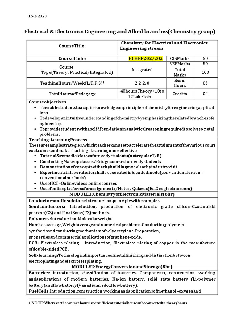 BCHEE102 | PDF | Electronics | Nanomaterials