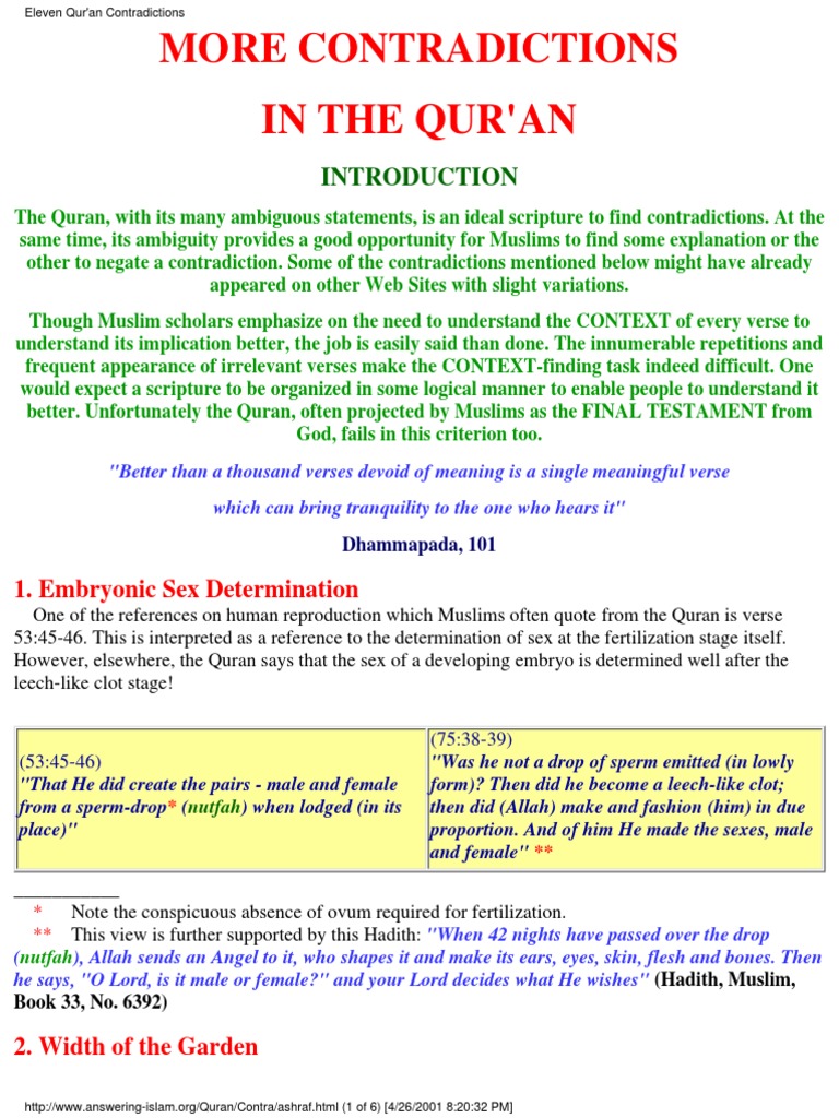 More Contradictions | PDF | Quran | Islam