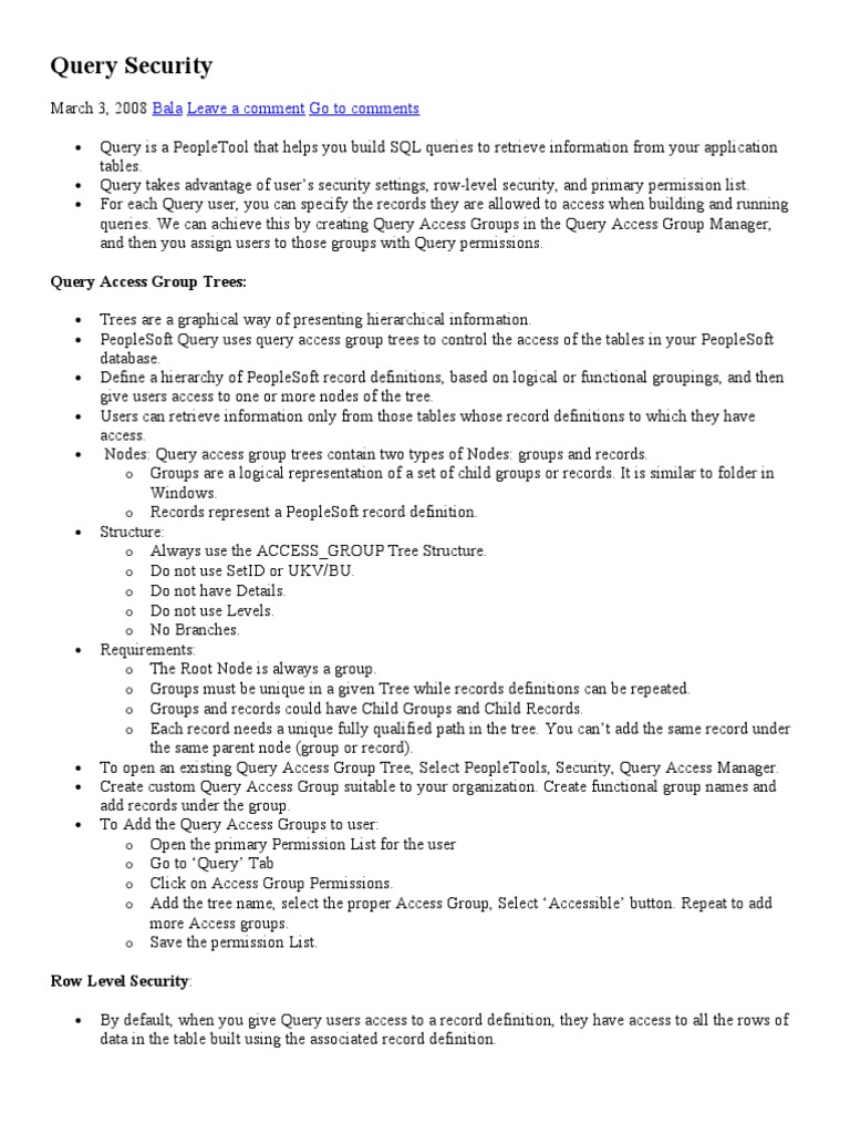 Query Security Groups and Row Level Security | PDF | Web Server ...
