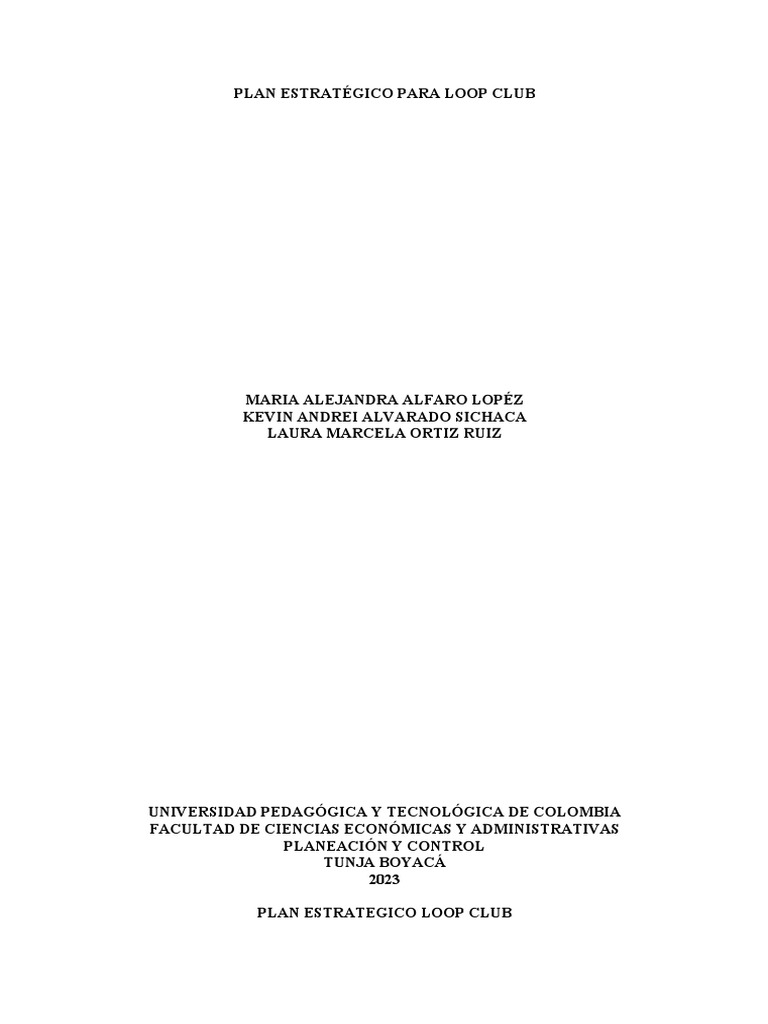 Plan Estratégico para Loop Club Ultima Modificación | PDF | La política ...