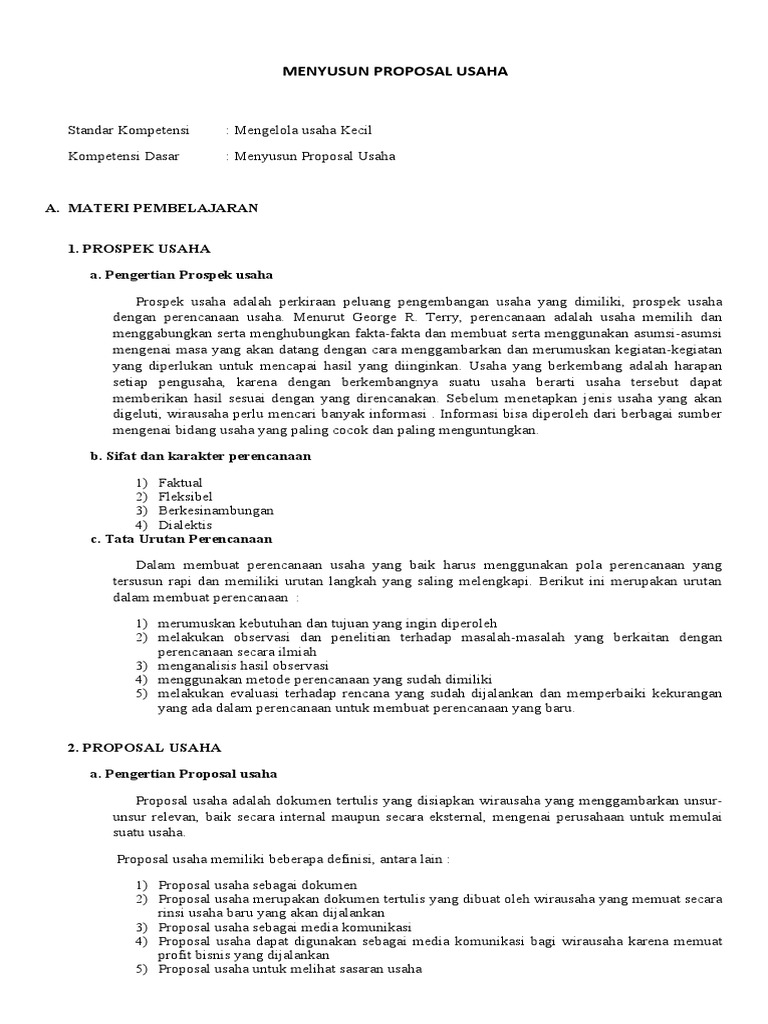 Cara Menyusun Proposal Usaha Efektif | PDF