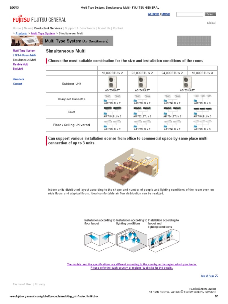 Multi Type System - Simultaneous Multi - FUJITSU GENERAL | PDF | Building Automation | Civil ...