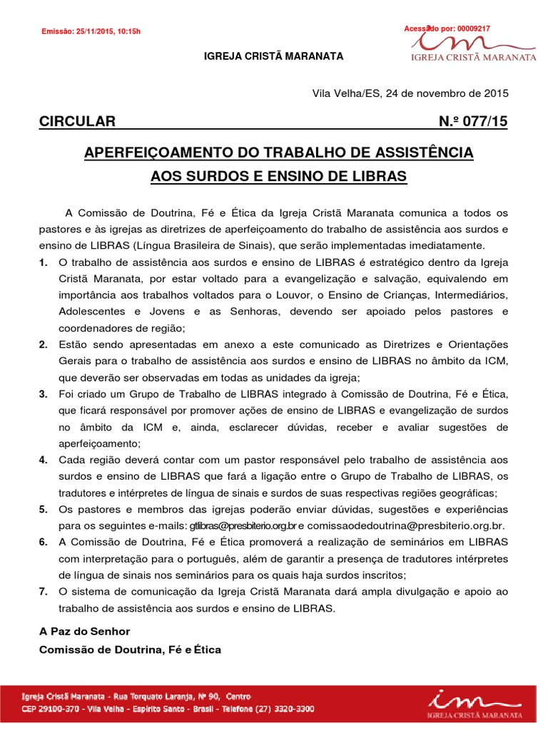 Diretrizes para Ensino de LIBRAS na ICM | PDF | Surdez
